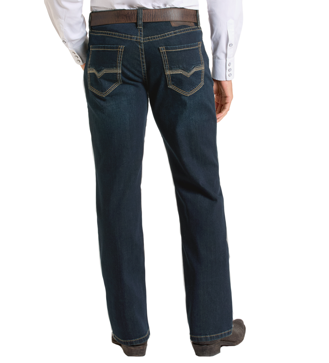 Mens Relaxed Fit Flat Seam Dark Wash Stackable Bootcut Jeans Rock