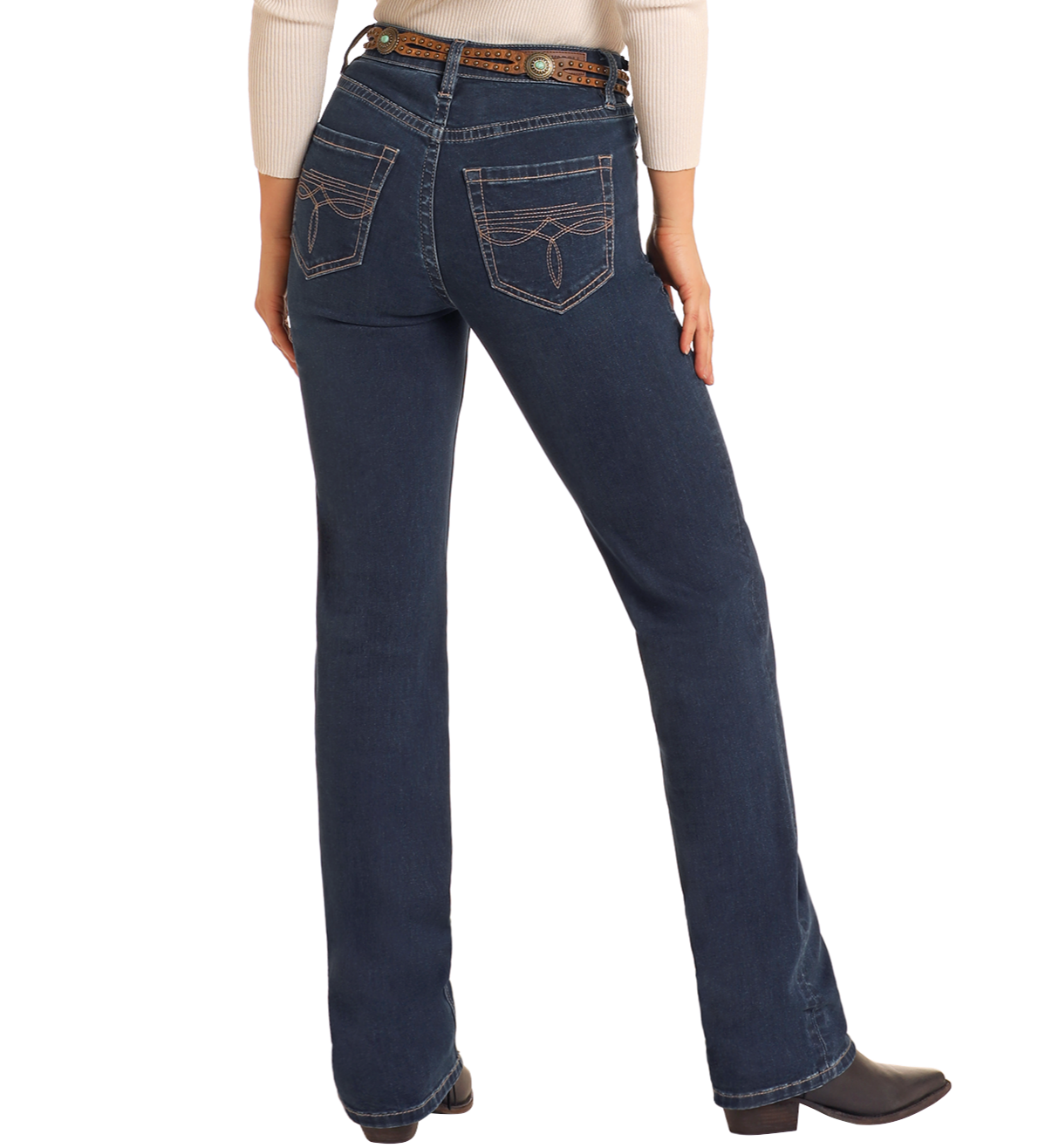 Womens High Rise Bootstitch Modest Bootcut Jeans Rock And Roll Denim