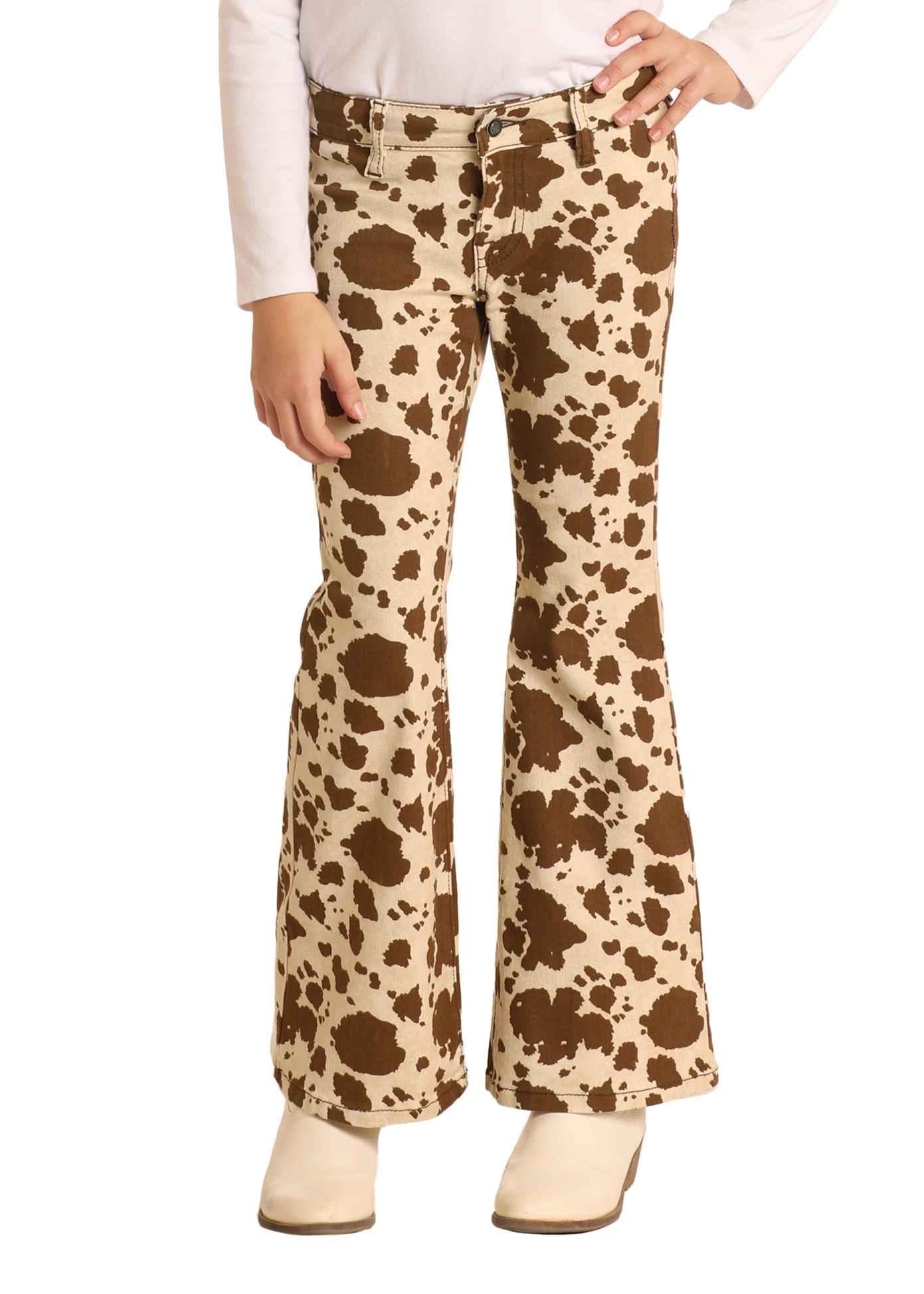 Girls' Cowhide Print Flare Jeans | Rock & Roll Denim