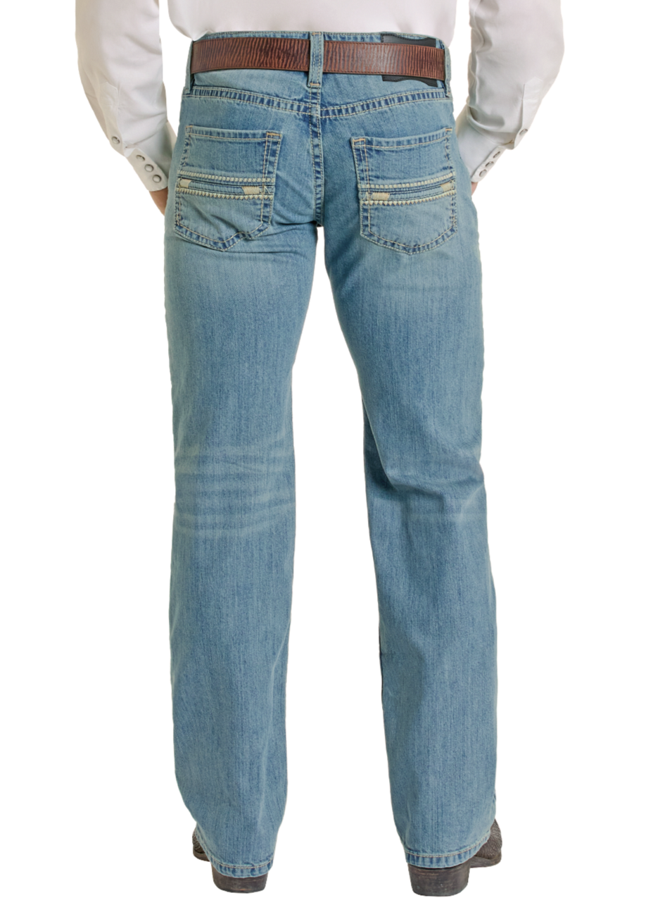 Men's Regular Fit Ladder Stitch Bootcut Jeans | Rock & Roll Denim