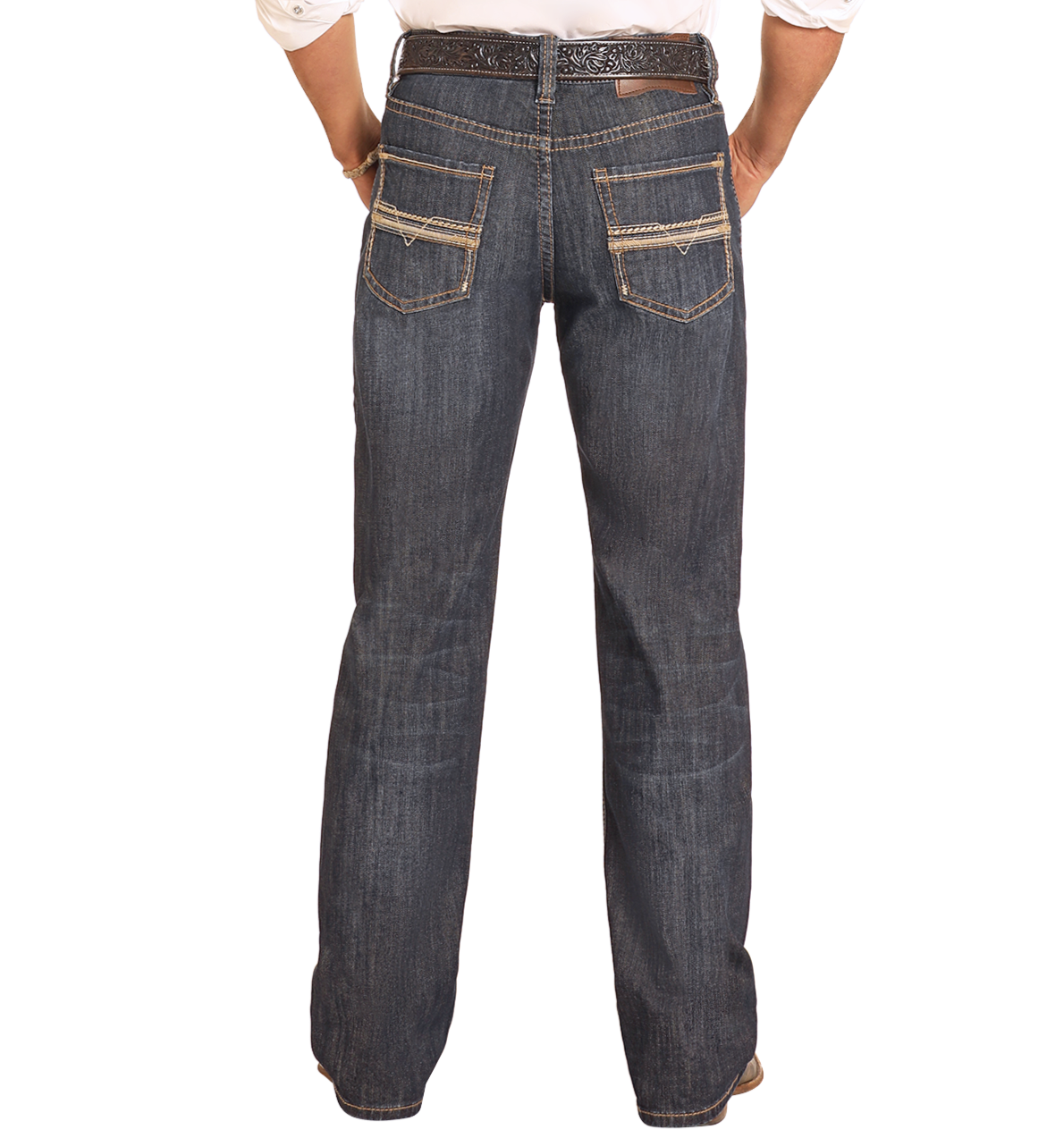 Men's Relaxed Fit Rope Embroidered Straight Leg Jeans | Rock & Roll Denim