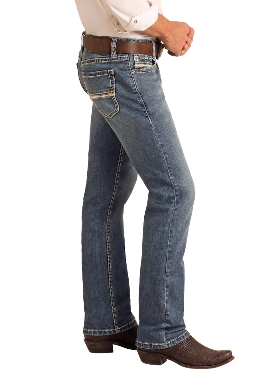 Men's Slim Fit Simple Embroidered Pocket Straight Leg Jeans | Rock ...