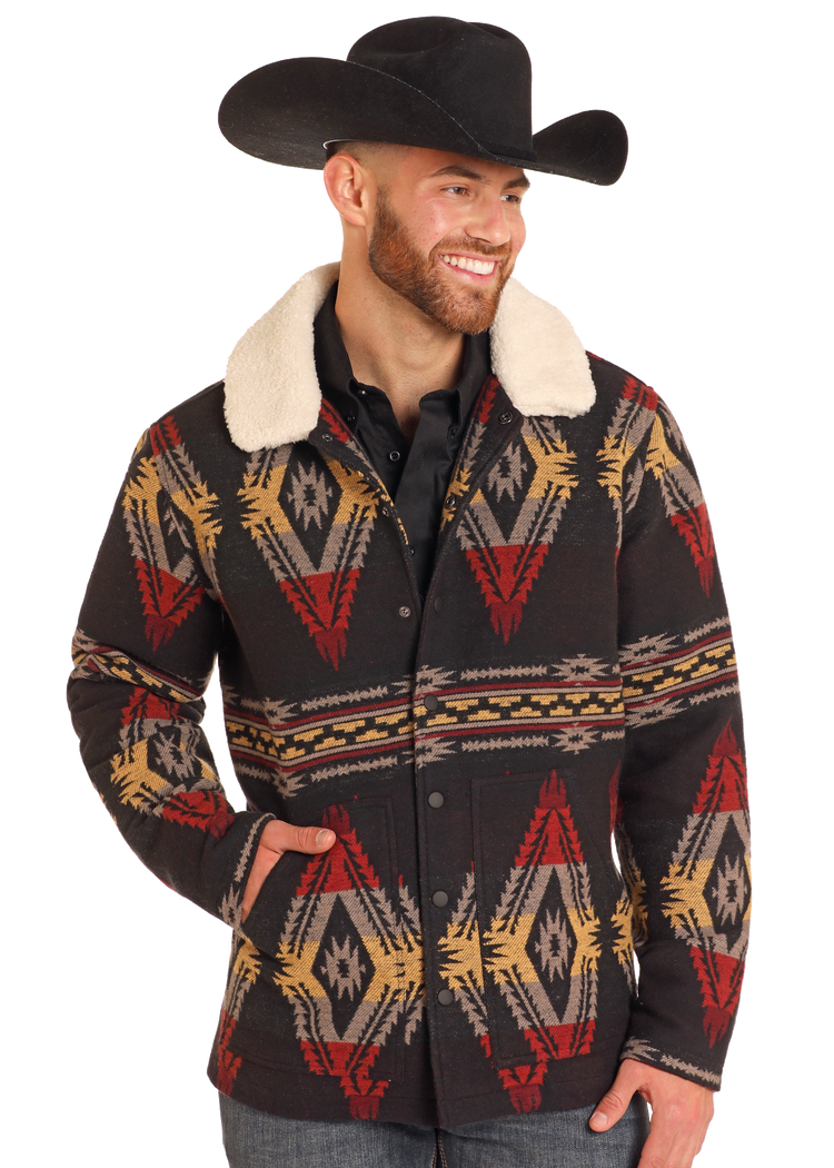 Men's Black Aztec Jacquard Jacket | Rock & Roll Denim