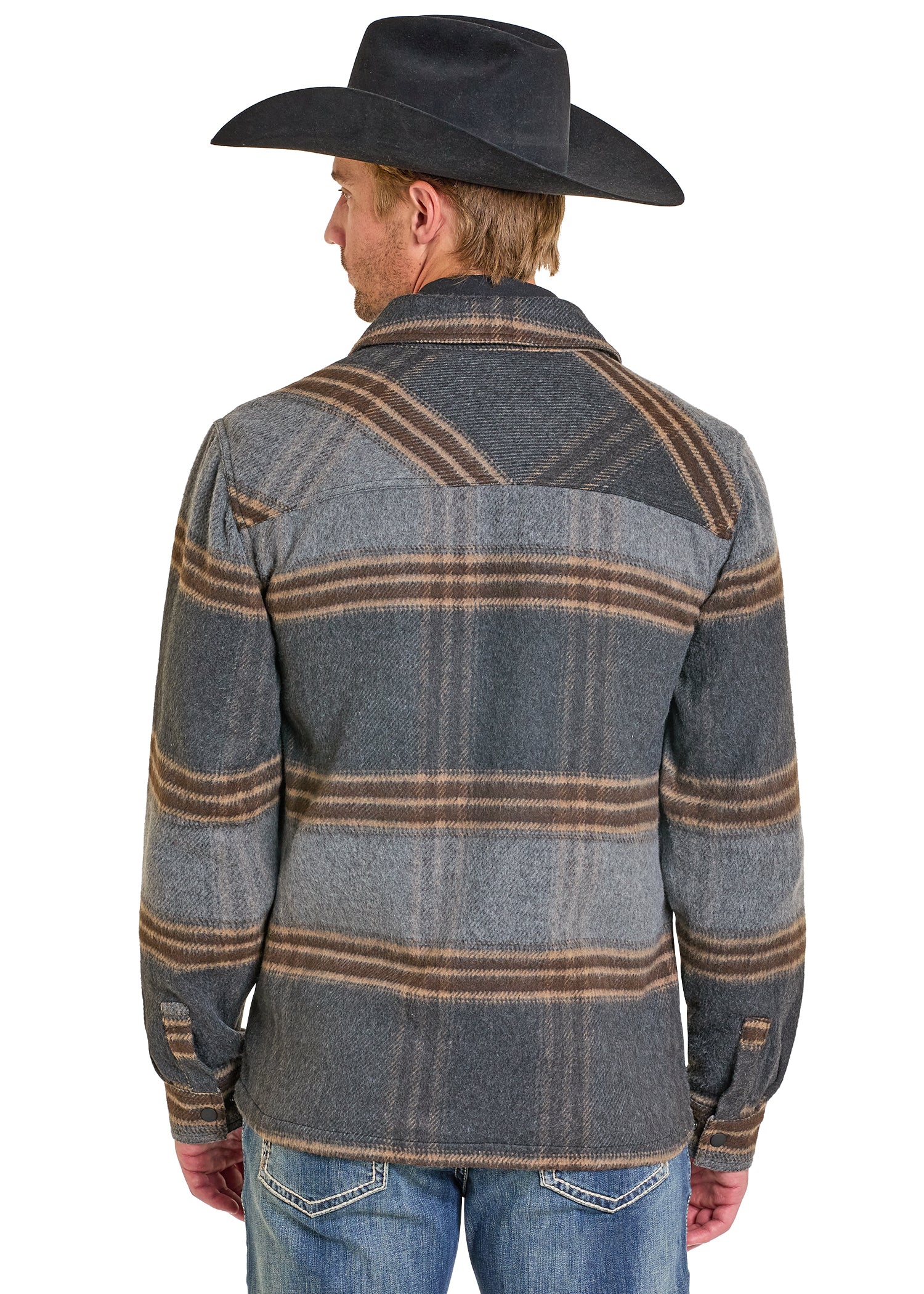 Men's Brushed Plaid Zip Up Shirt Jacket | Rock & Roll Denim