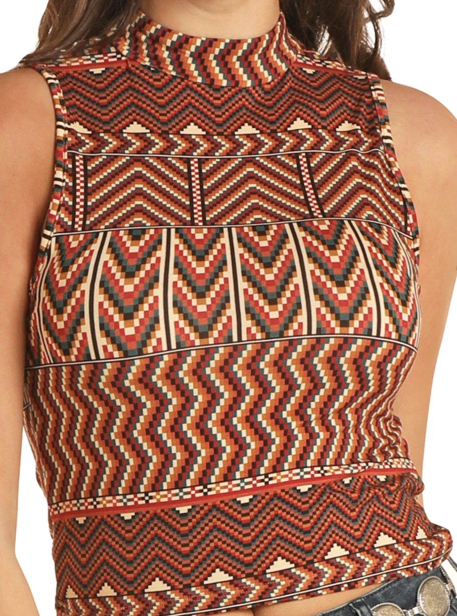 Womens Zig Zag Tank Top Rock And Roll Denim