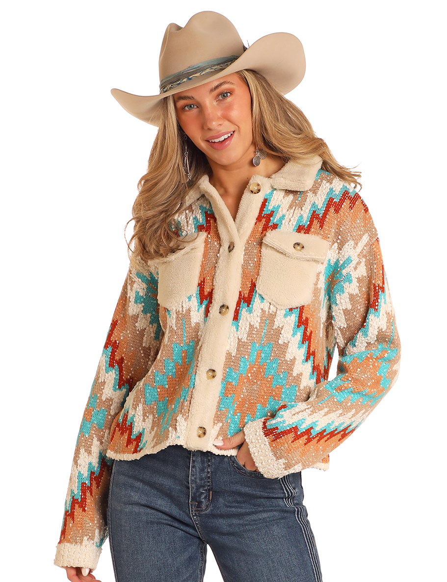 Women's Aztec Button Up Sweater Cardigan | Rock & Roll Denim