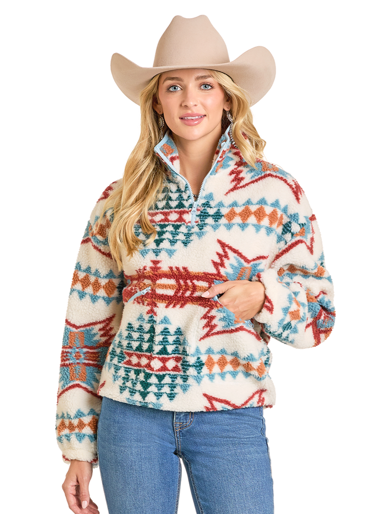 Women's Aztec Sherpa Pullover | Rock & Roll Denim