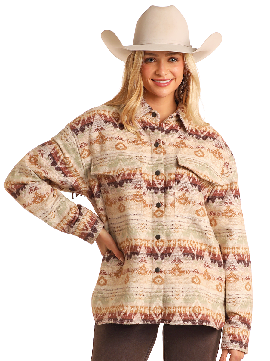 Women's Fringe Aztec Shacket | Rock & Roll Denim