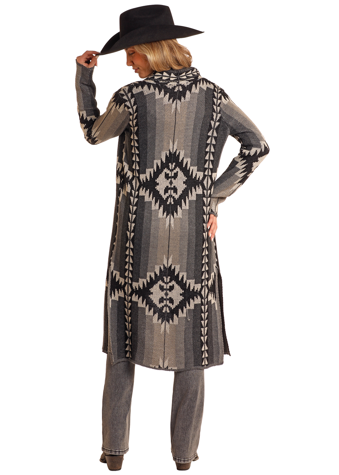 Women's Charcoal Aztec Duster | Rock & Roll Denim