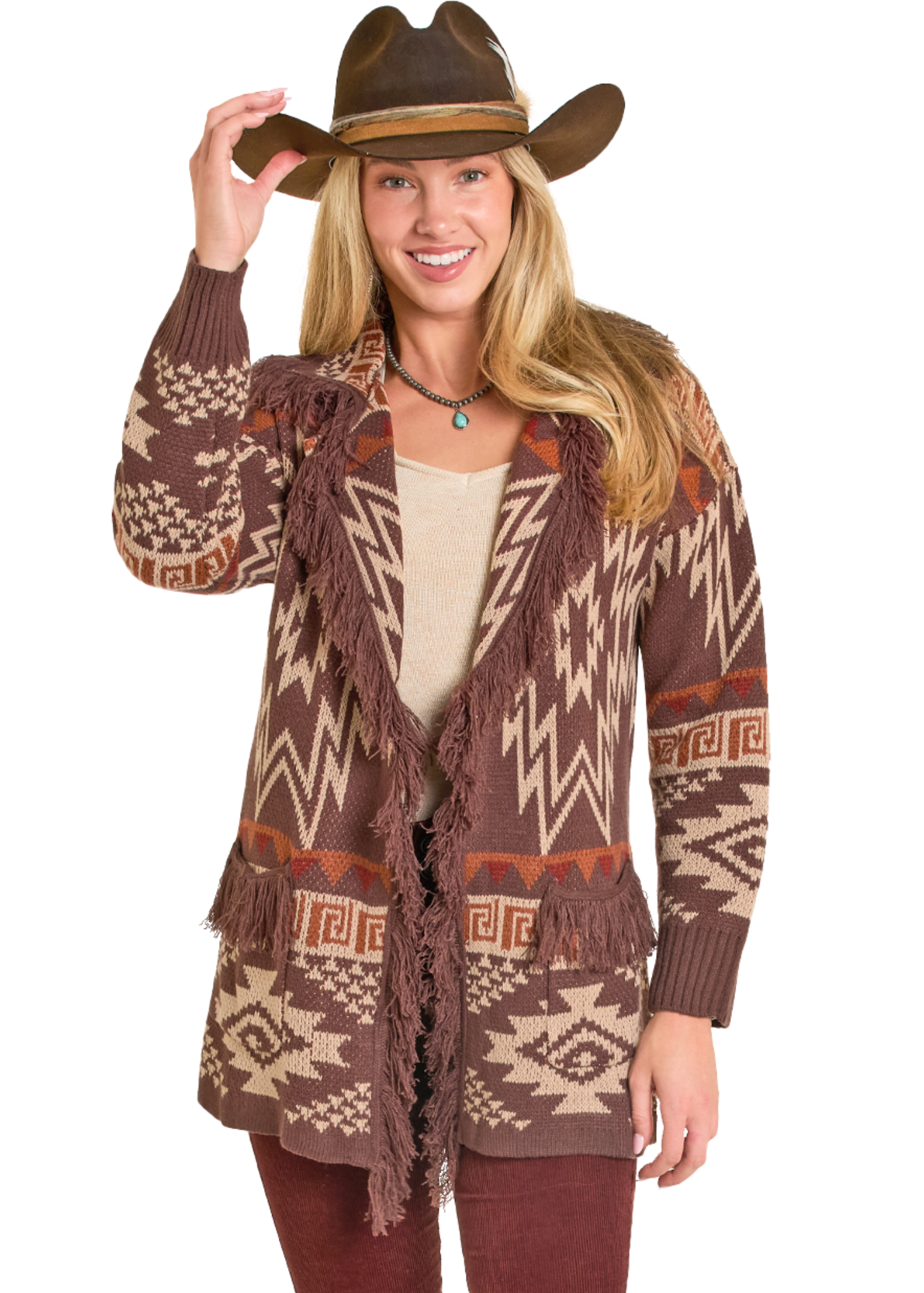Women's Fringe Aztec Cardigan Sweater | Rock & Roll Denim