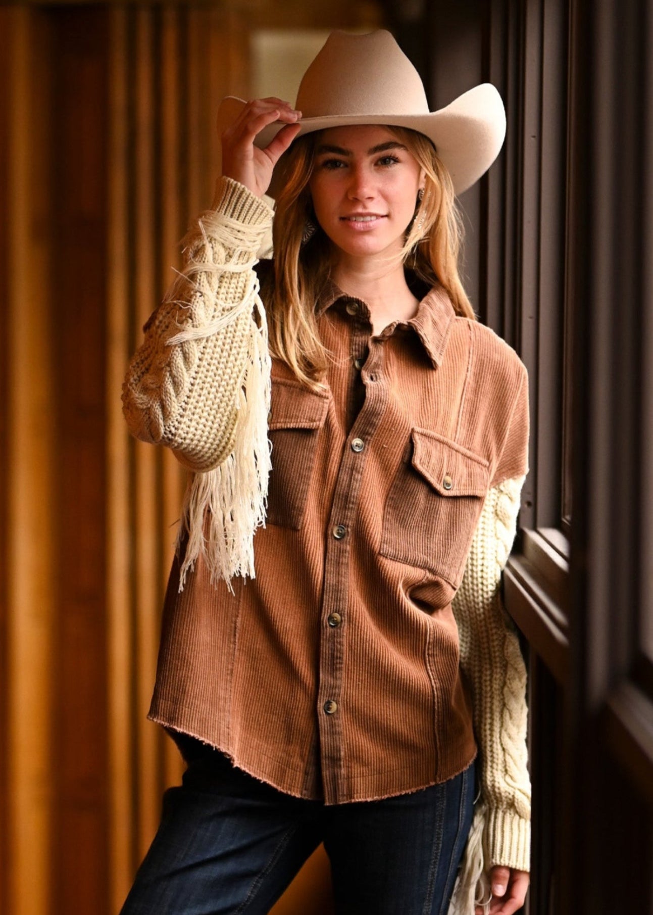 Women's Two Tone Corduroy Shacket | Rock & Roll Denim