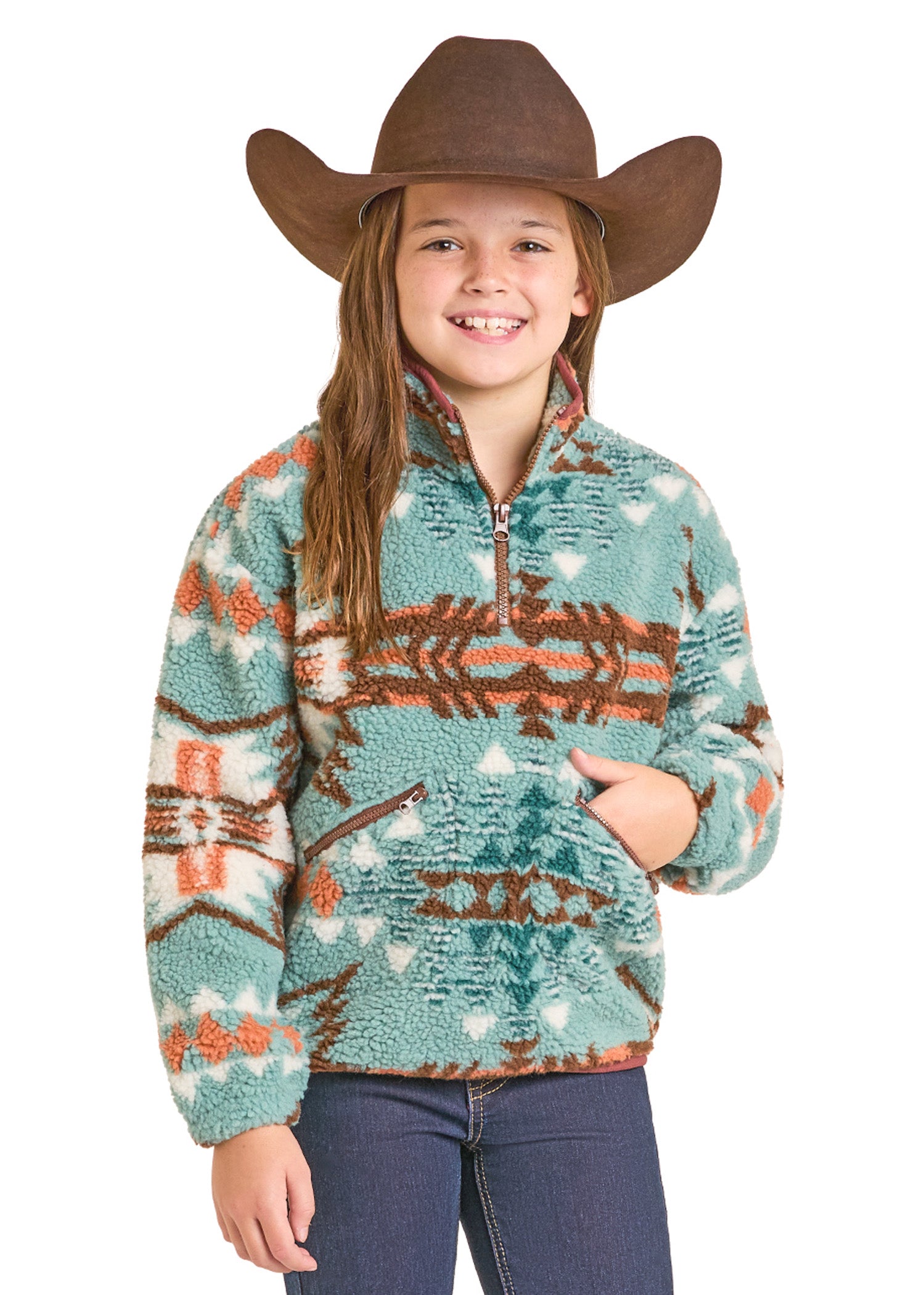 Girls' Aztec Sherpa Pullover | Rock & Roll Denim