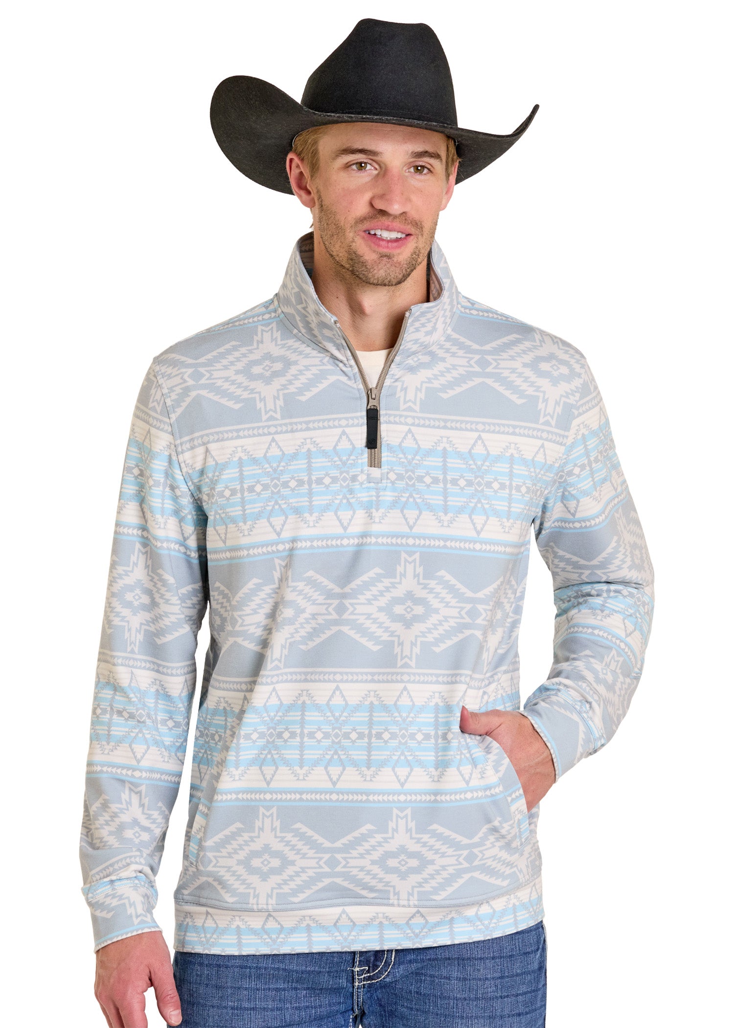 Men's Light Aztec Print Pullover | Rock & Roll Denim