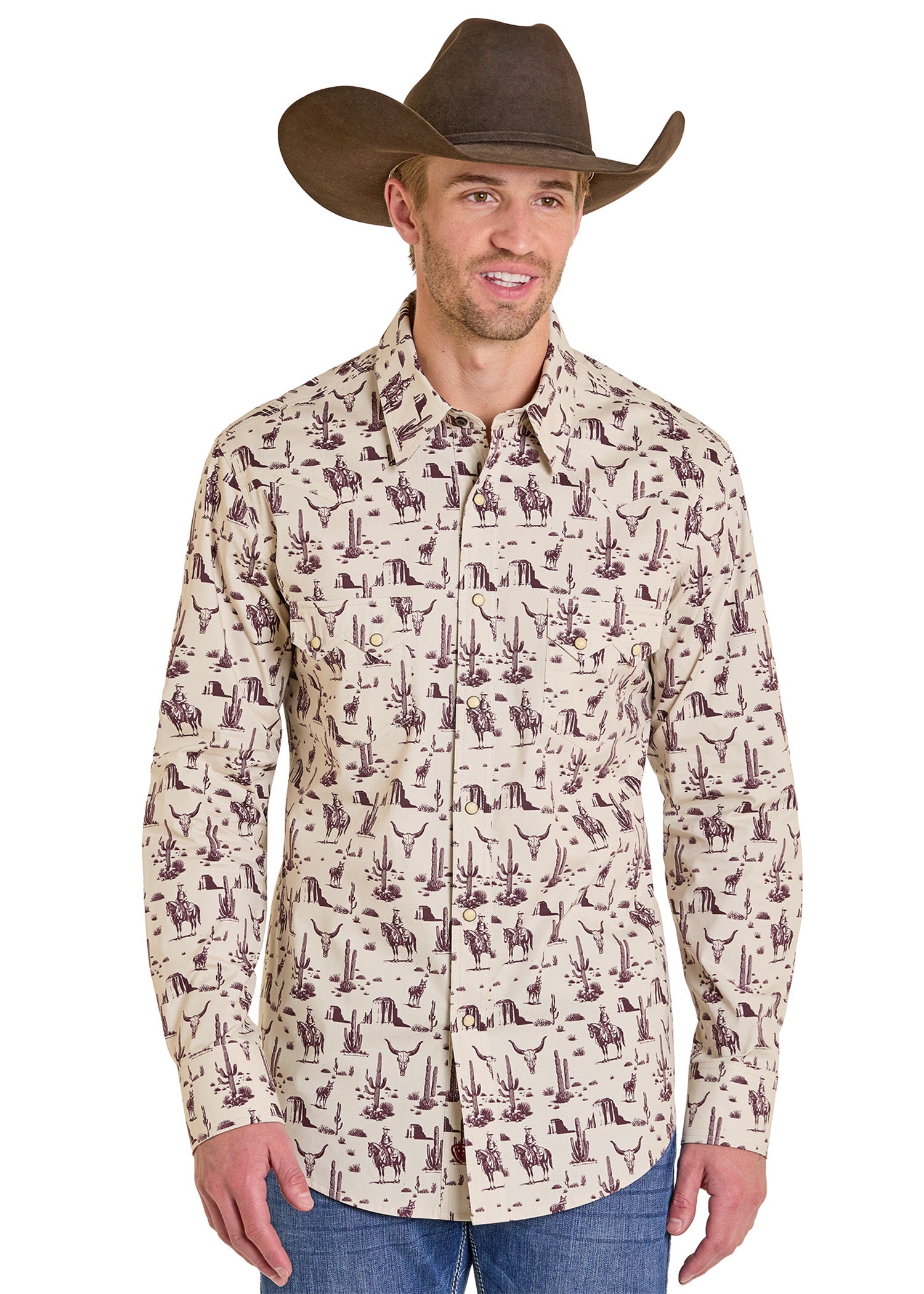 Men's Slim Fit Wild Wild West Long Sleeve Snap Shirt | Rock & Roll Denim