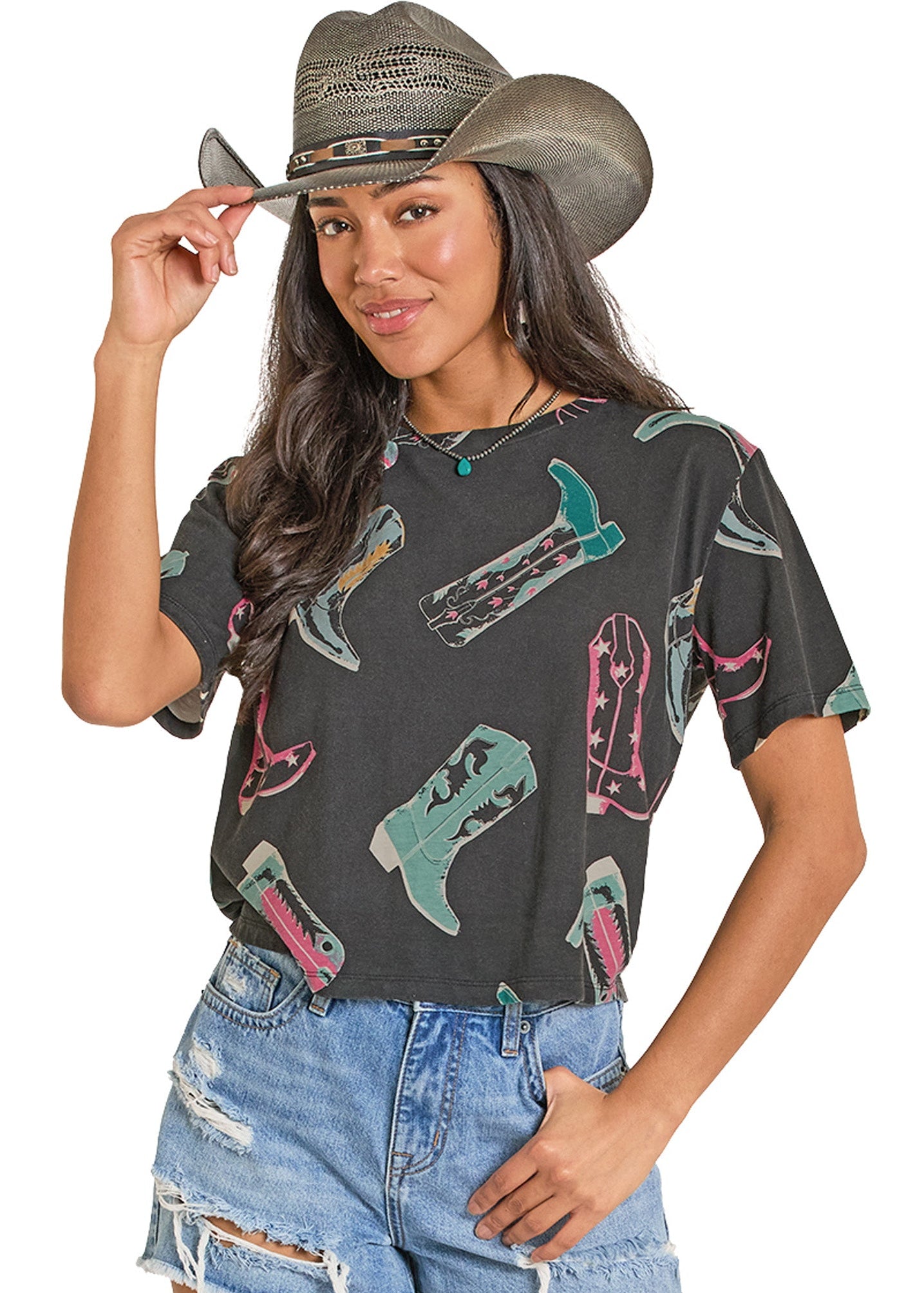 Women's Boot Print Graphic Tee | Rock & Roll Denim
