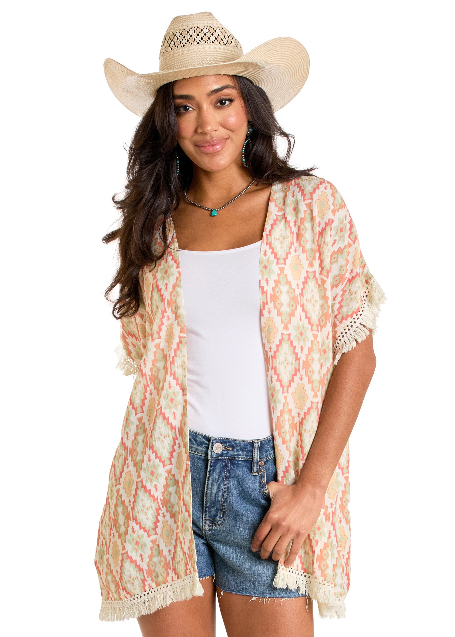 Women's Aztec Fringe Kimono | Rock & Roll Denim